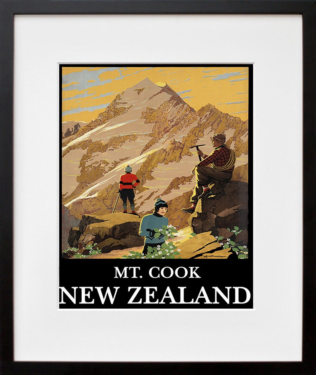New Zealand Art Mt Cook Travel Poster Vintage Hiking Print (zt345)a - Etsy