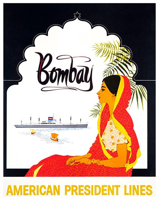 India Travel Poster Bombay Mumbai Art Print Home Decor ZT388 | Etsy