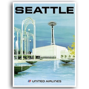 Seattle Art Washington Travel Poster Vintage Print (XR976) - Etsy