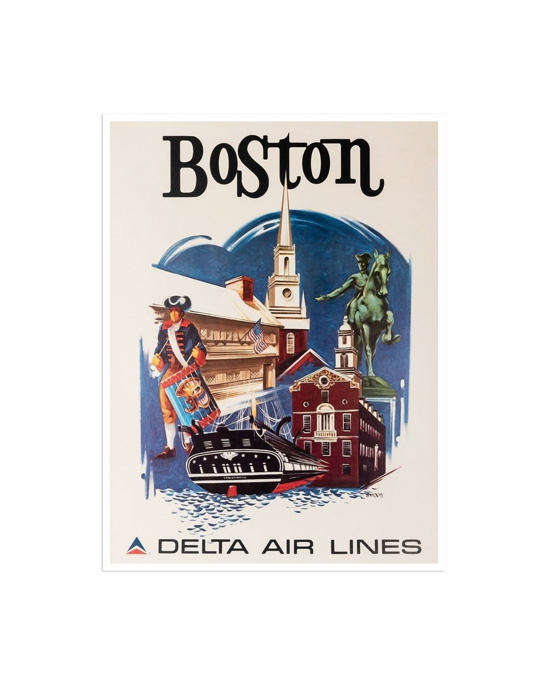 Boston Vintage Art Travel Poster Wall Print (XR2142) - Etsy