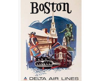 Boston Vintage Travel Poster Wall Art Print ZT417 - Etsy