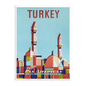 Turkey Travel Poster Turkish Art Vintage Tourist Print (XR4502) - Etsy