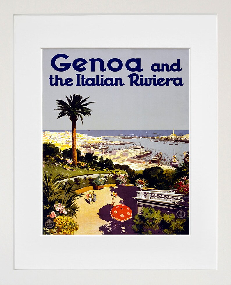 Genoa Italy Retro Poster Italian Art Travel Poster Wall Art Print ...