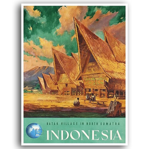 Indonesia Travel Poster Asian Home Decor Retro Wall Art Print - Etsy