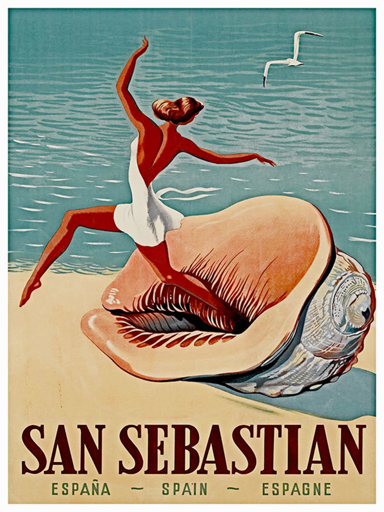 Spain Travel Art Print San Sebastian Vintage Spanish Home - Etsy