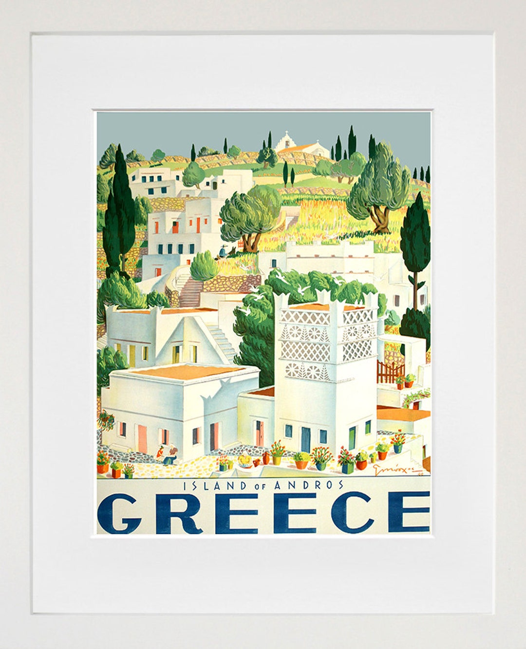 Greece Art Vintage Travel Poster Print Home Wall Greek Decor (XR269) - Etsy