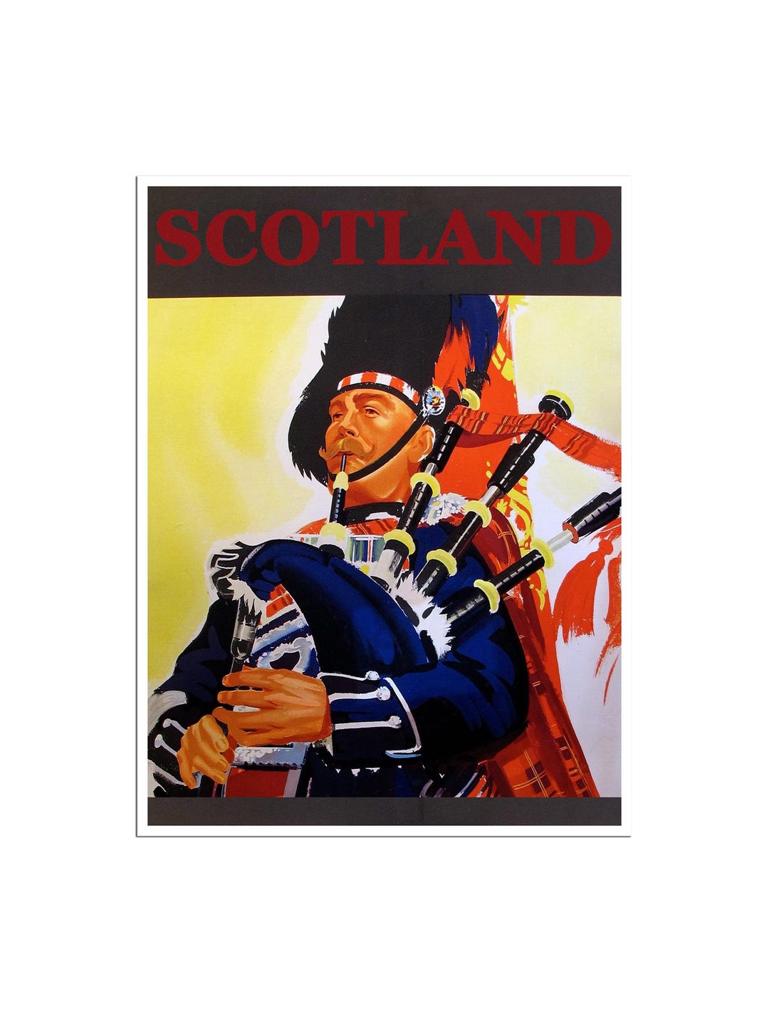 Scotland Travel Poster Bagpipes Print Scottish Art (xr3734)a - Etsy