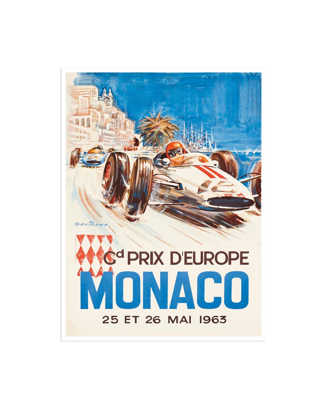 Auto Racing Art Monaco Poster Race Car Print (xr2376)a - Etsy