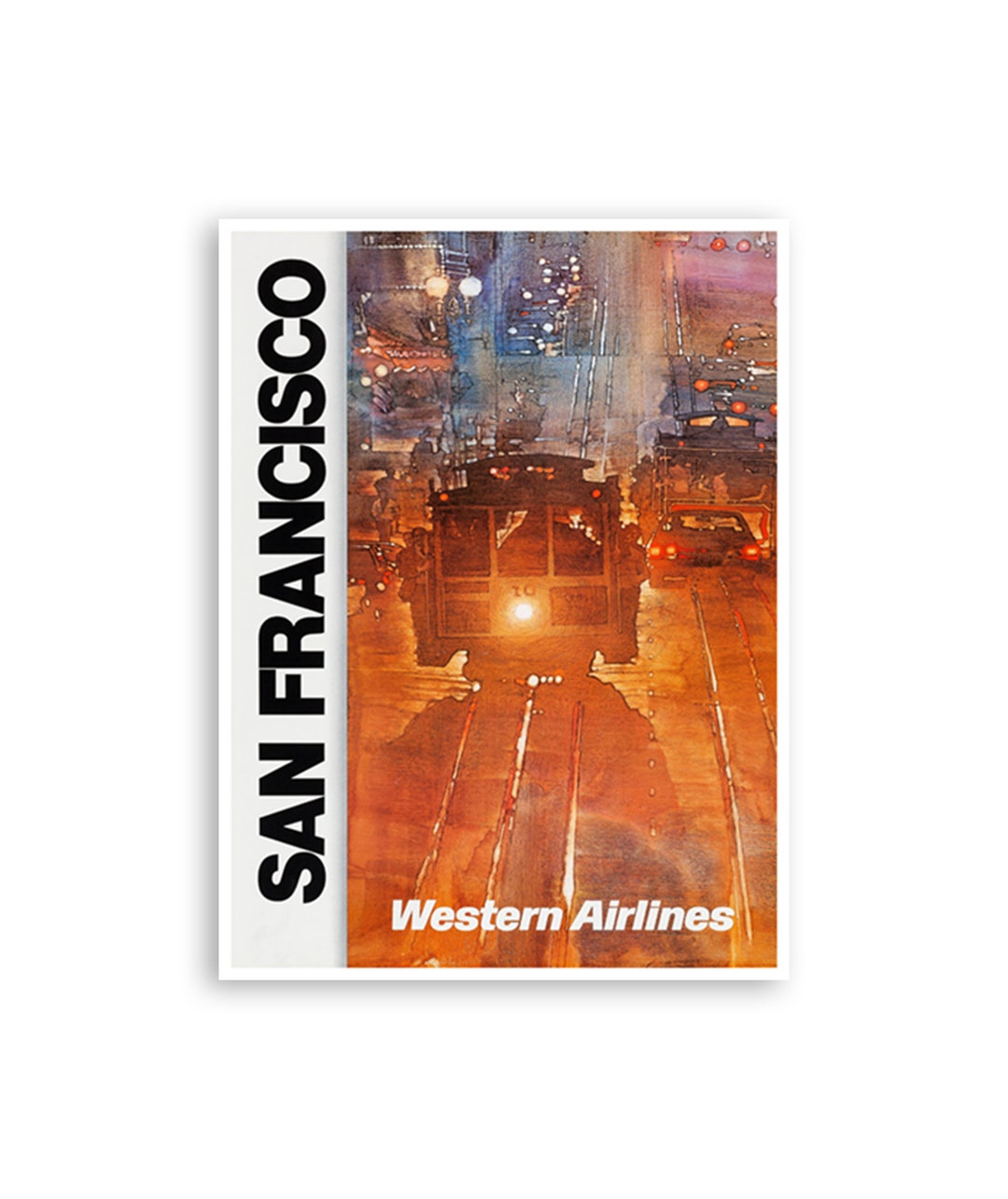 San Francisco Poster Trolley Art California Western Airlines Travel ...