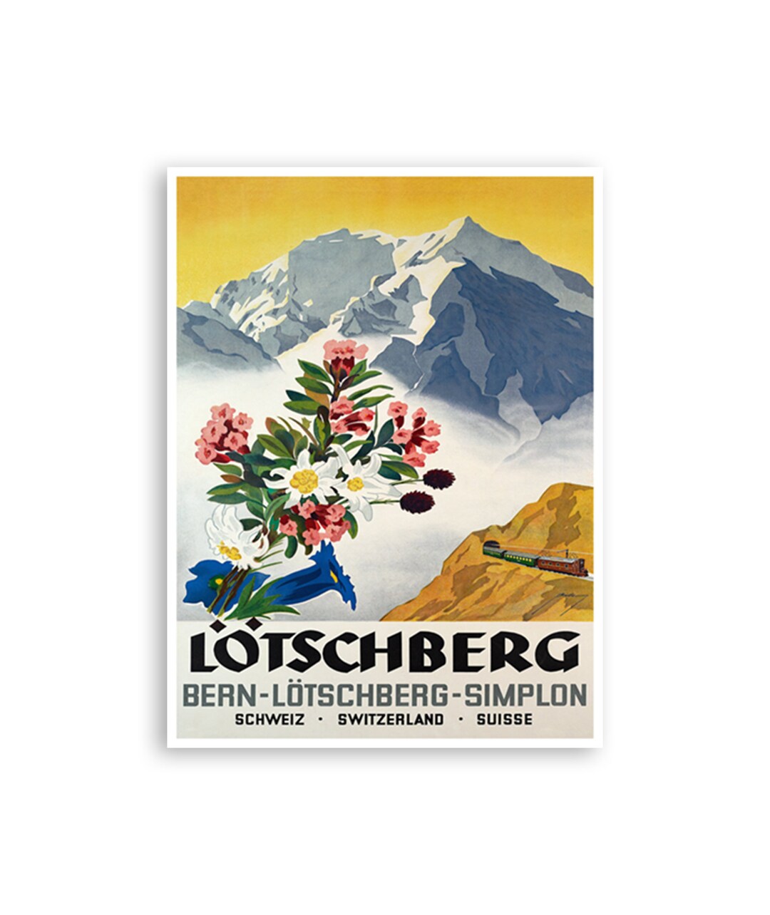 Lotschberg Art Switzerland Travel Poster Print Swiss Wall Decor (XR2939 ...