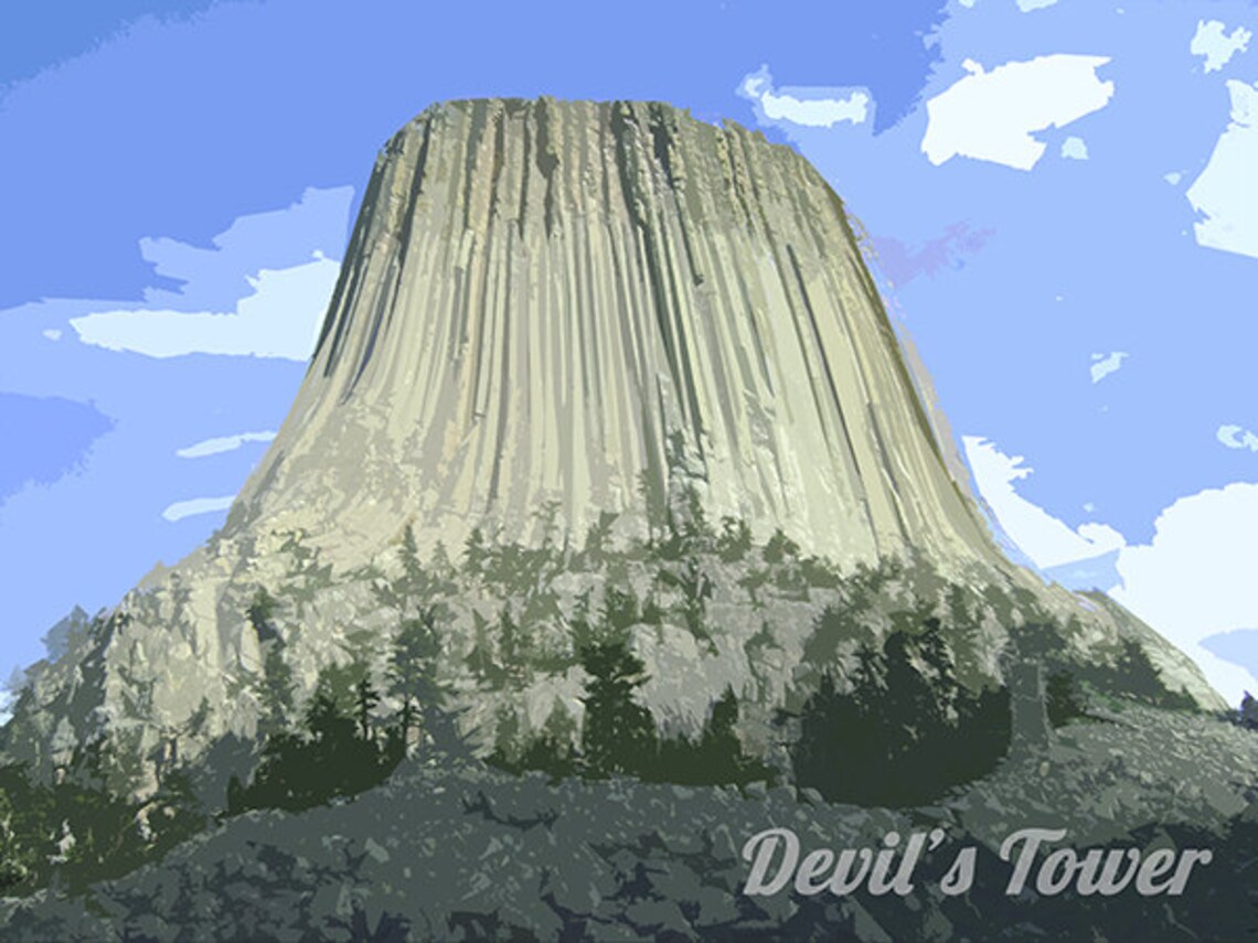 Devil's Tower National Park Poster Wyoming Travel Art - Etsy