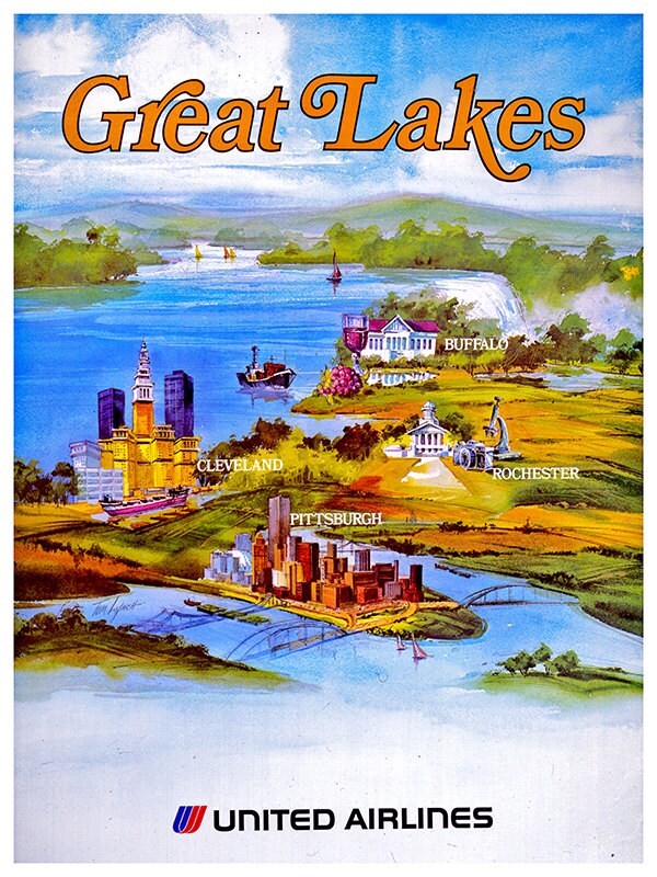 Travel Poster Art Great Lakes America Print (TR41) - Etsy