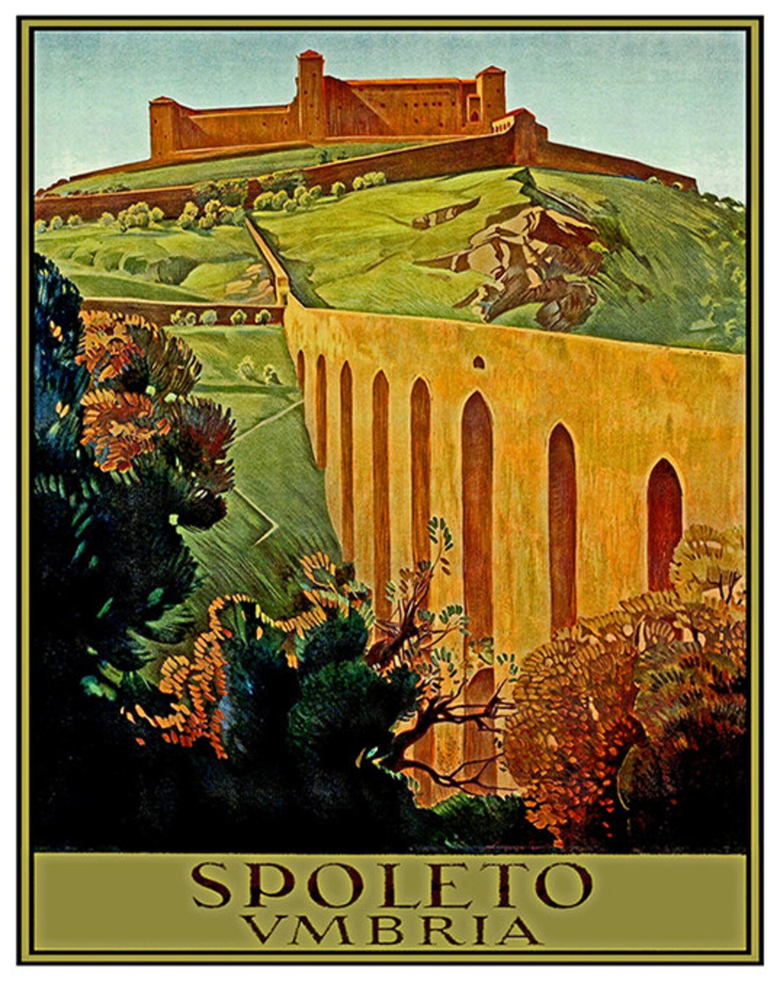 Italy Travel Print Poster Umbria Wall Art (XR143) - Etsy