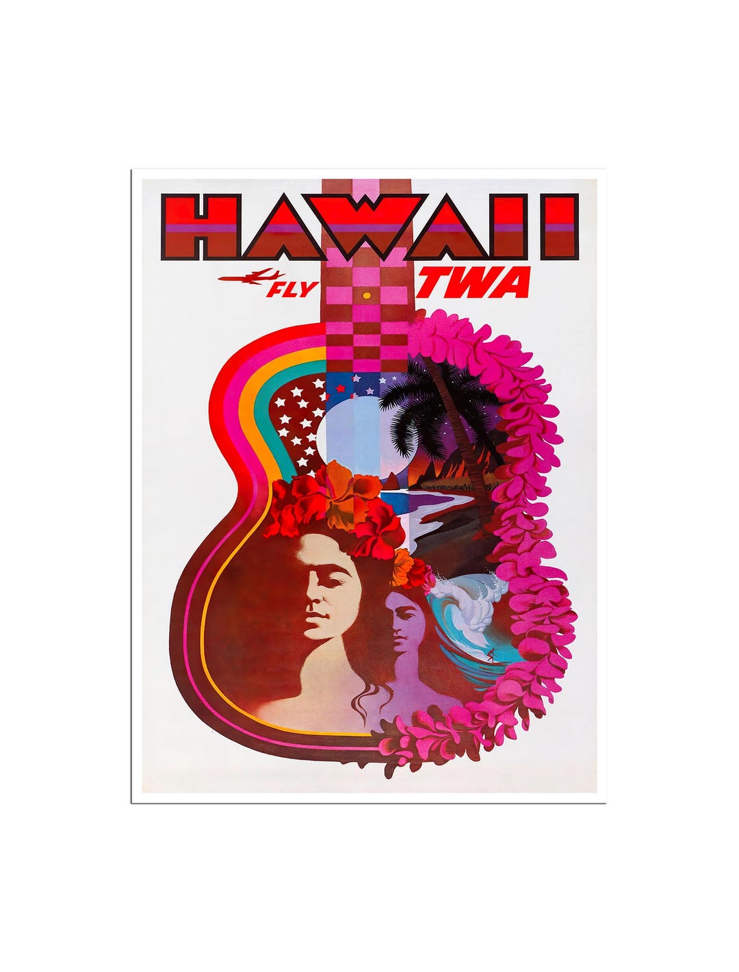 Hawaii Art Retro TWA Travel Poster Vintage Print (xr989)a - Etsy