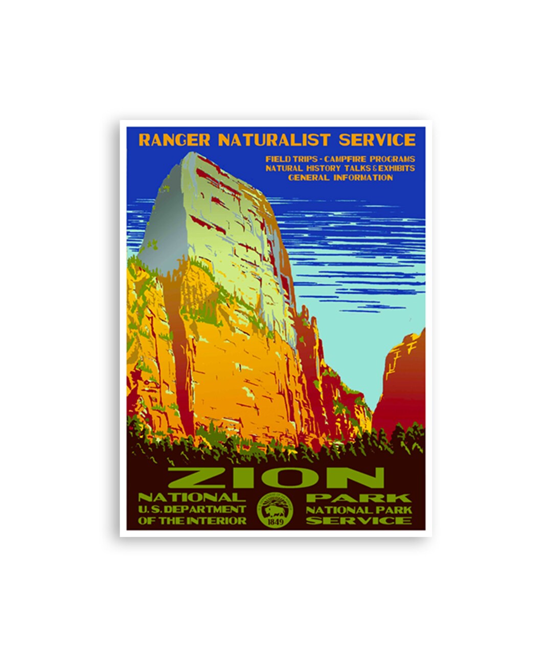 National Parks Poster Zion Utah Travel Art Print Advertising Poster ...