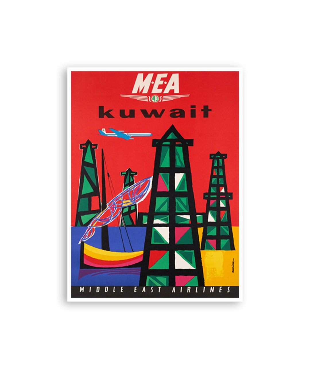 Kuwait Travel Art Print Middle Eastern Poster (XR2666) - Etsy
