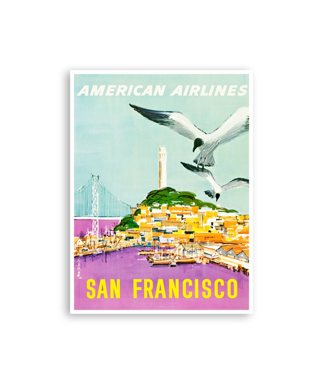 San Francisco Art American Airlines Travel Poster Print (zt7)a - Etsy