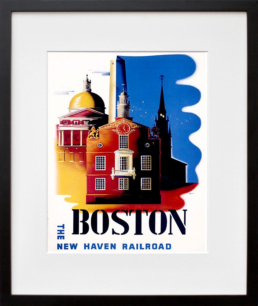 Boston Vintage Travel Poster Wall Art Print ZT417 - Etsy