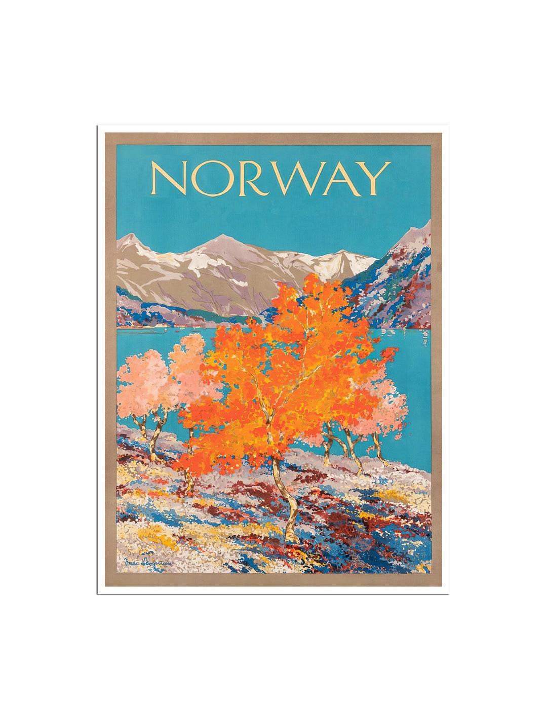 Norway Travel Poster Nordic Art Print Vintage Norwegian Home - Etsy