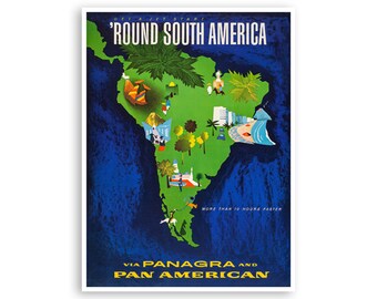 South America Print Vintage Travel Poster Retro Home Decor Art Xr941 - Etsy