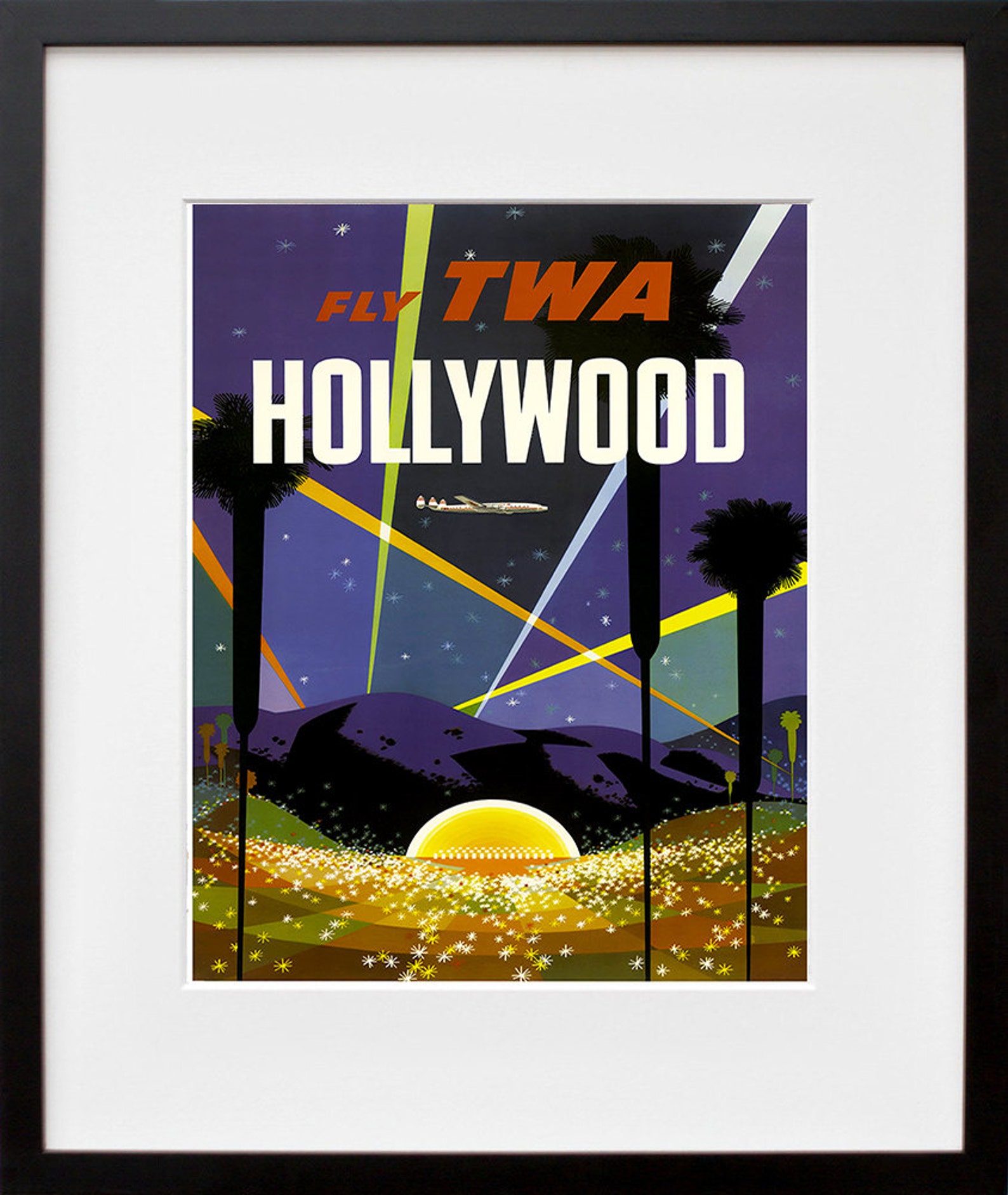 Hollywood Vintage Travel Poster Los Angeles Wall Art Print - Etsy