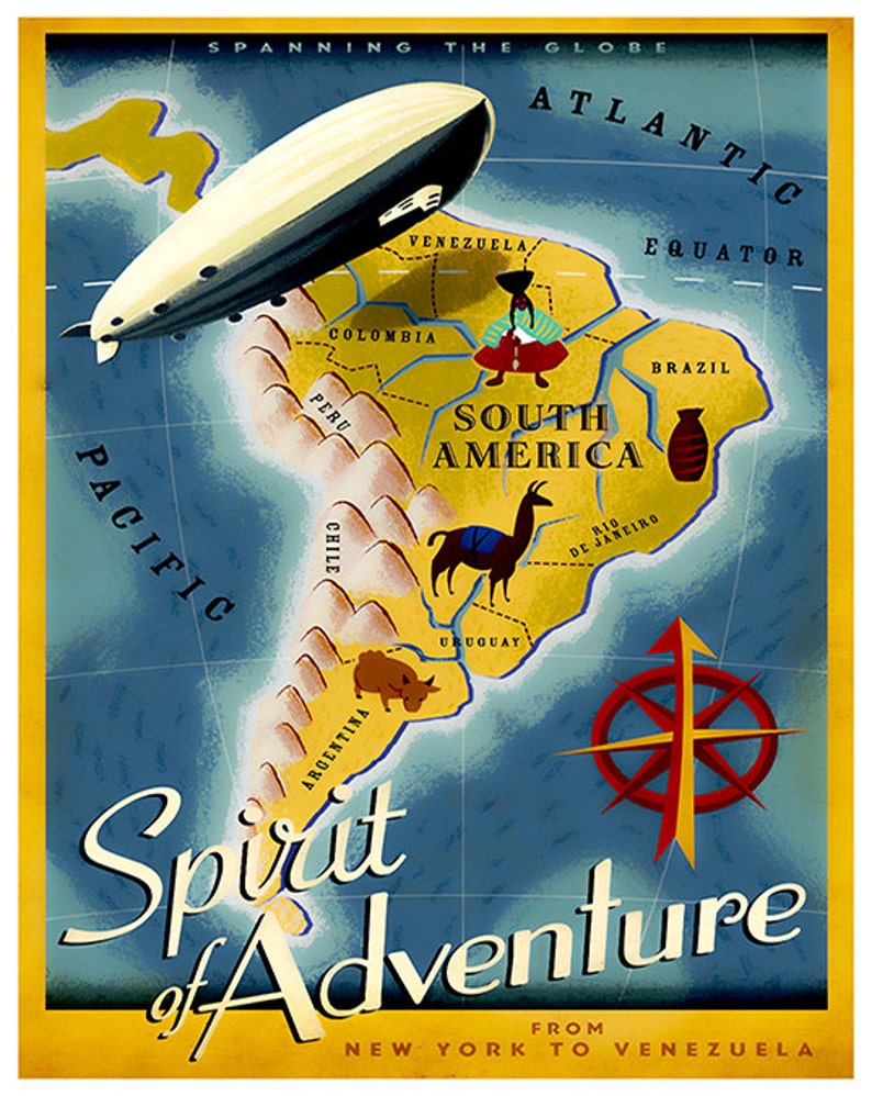 South America Venezuela Vintage Travel Poster Wall Art Print - Etsy