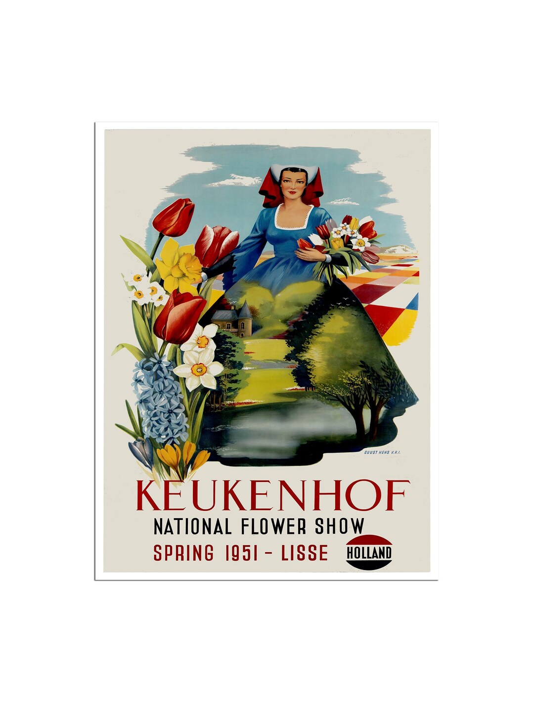 Holland Tulip Poster National Flower Show Print Keukenhof Art (xr74)a ...