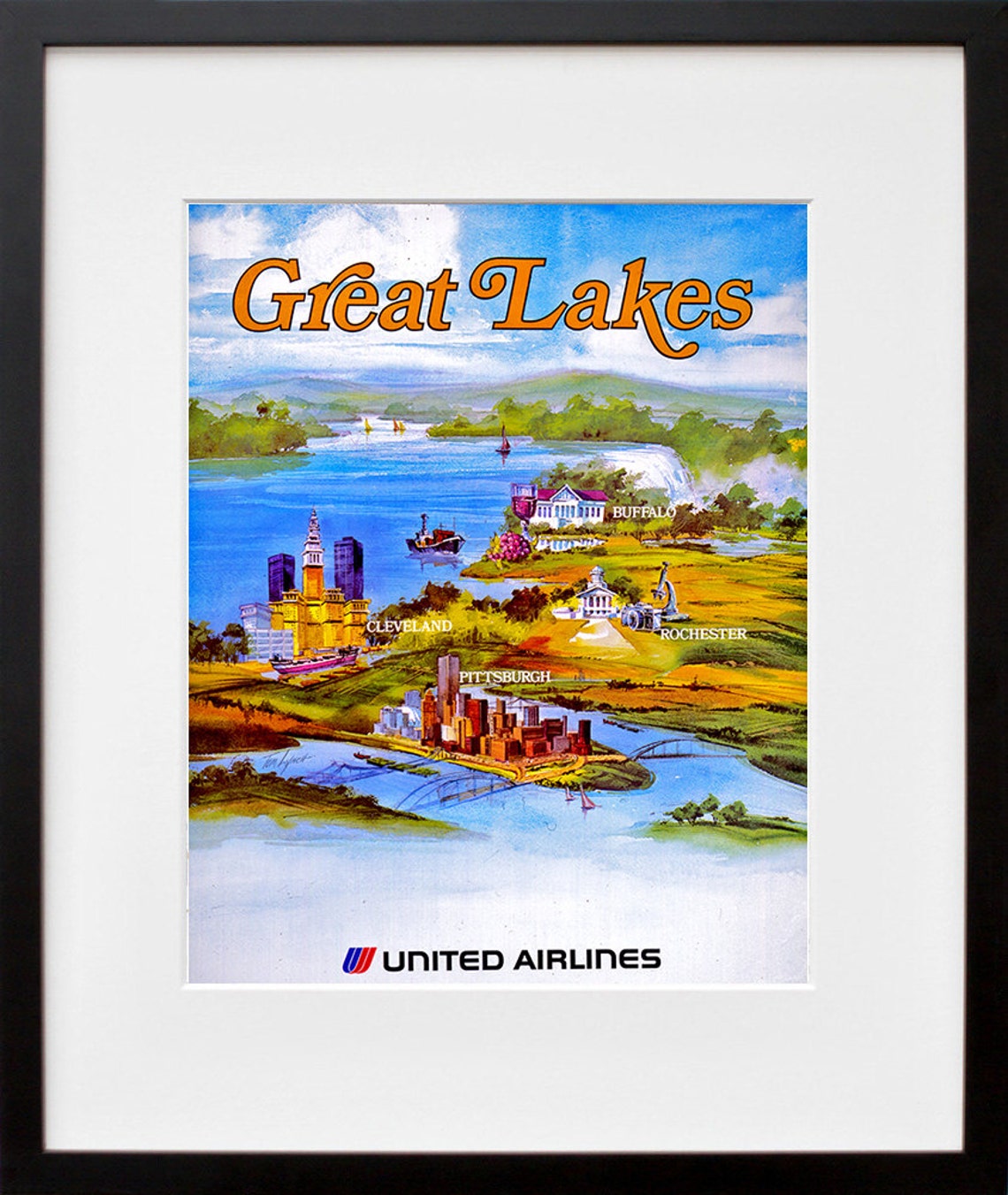 Travel Poster Art Great Lakes America Print TR41 | Etsy