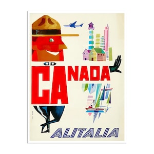 Canada Art Vintage Travel Poster Canadian Mountie Print (XR4874) - Etsy