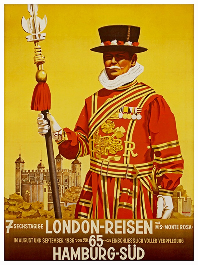 Art London England Travel Poster English Vintage Print ZT171 | Etsy