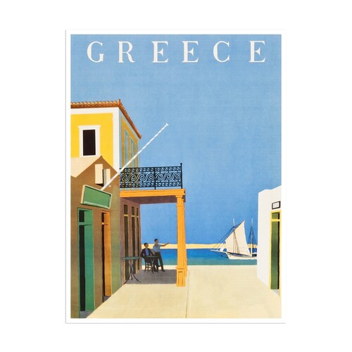Greece Art Vintage Travel Poster Print Home Wall Greek Decor - Etsy