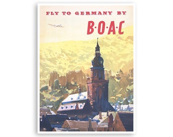 Germany Poster Travel Art Vintage German Print Canvas Hanging Wall ...