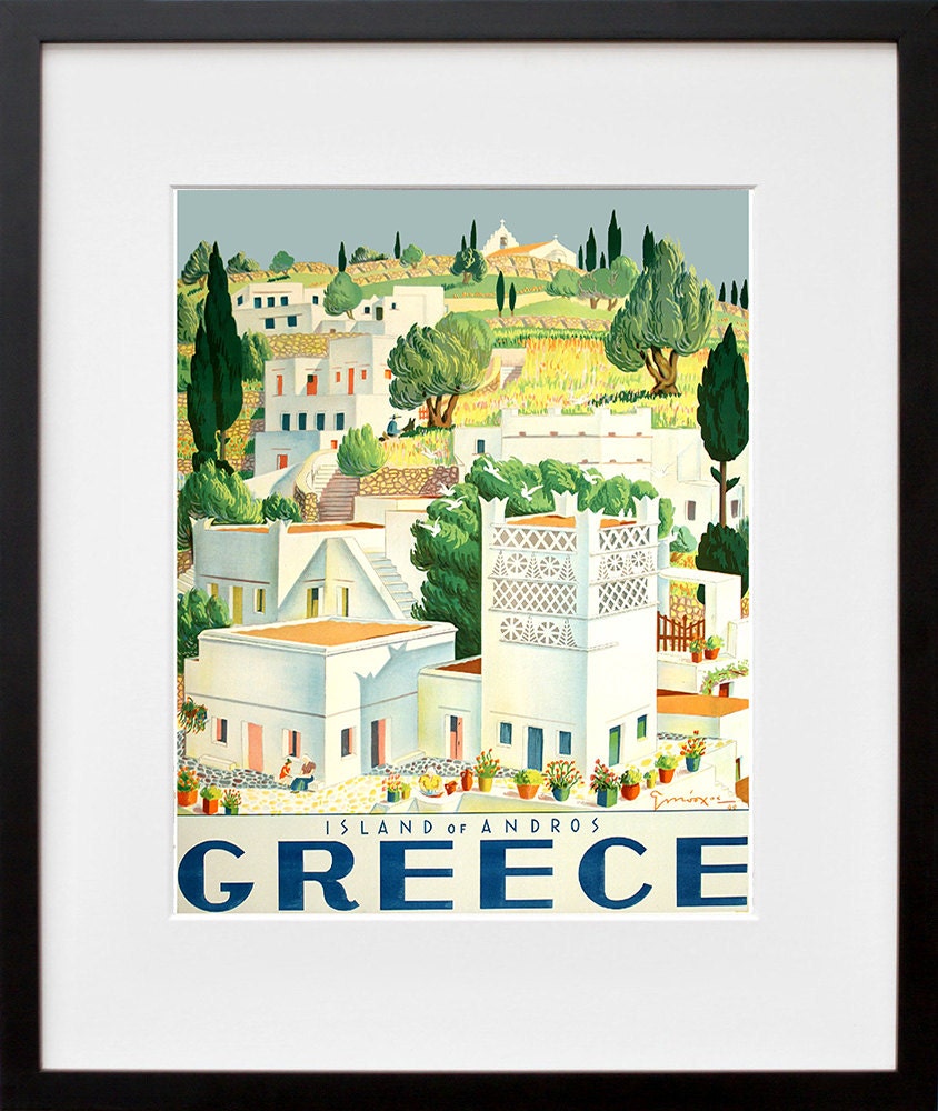 Greece Art Vintage Travel Poster Print Home Wall Greek Decor | Etsy