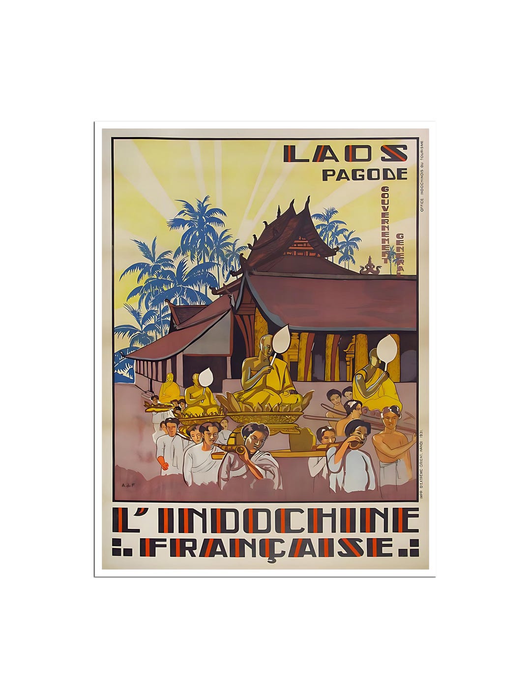 Laos Travel Poster Home Loatian Decor Retro Art Print (XR770) - Etsy