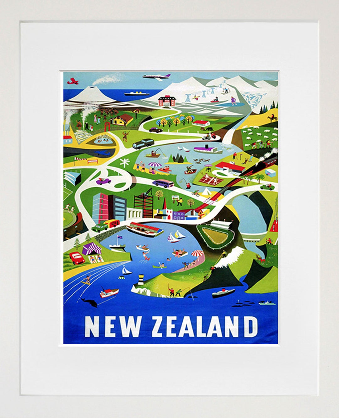 New Zealand Art Vintage Travel Poster Print Home Wall Decor (XR402) - Etsy