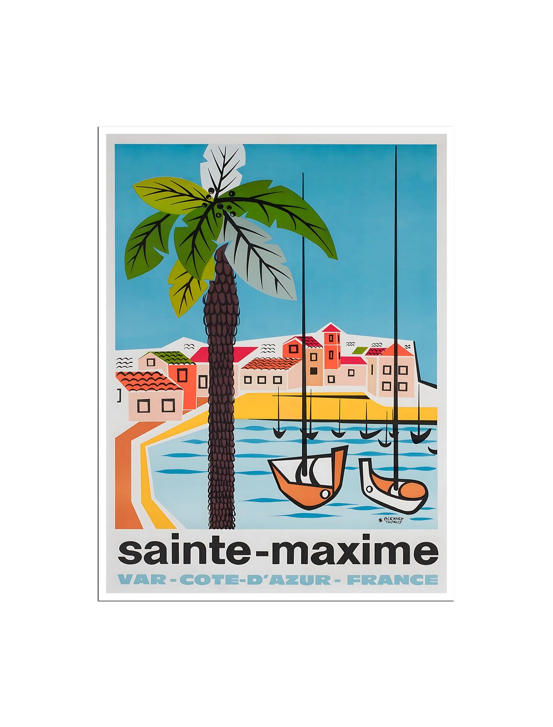 Sainte-maxime Art France Travel Poster French Vintage Print (XR4851) - Etsy