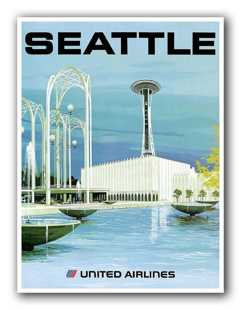 Seattle Art Washington Travel Poster Vintage Print XR976 - Etsy