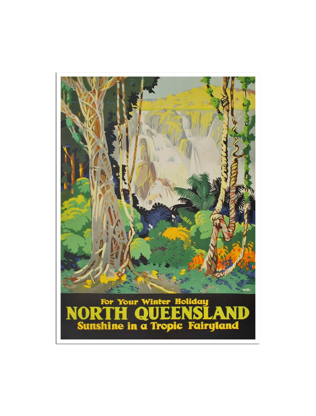 North Queensland Poster Australia Art Vintage Travel Print Australian ...
