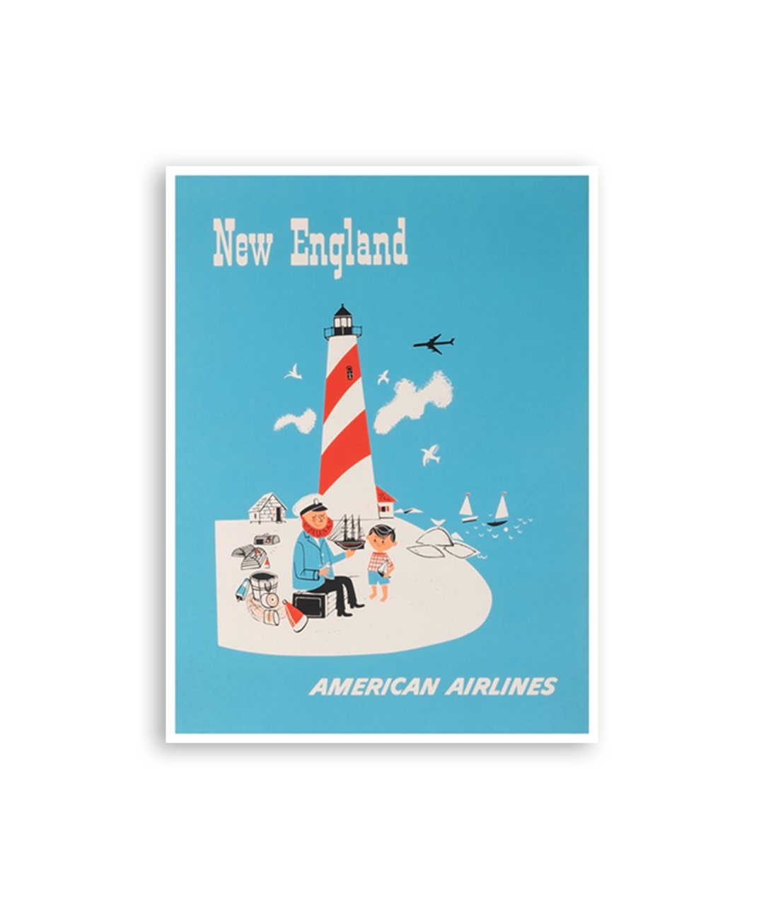 New England Poster Art Travel Print XR2113 - Etsy
