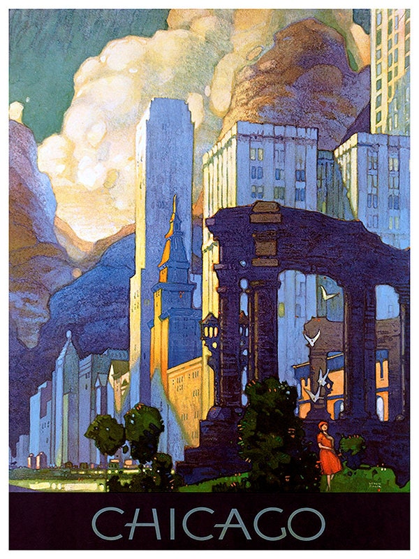 Chicago Travel Poster Decor Wall Art Print ZT260 - Etsy
