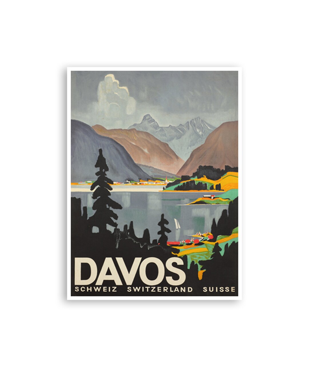 Póster de Suiza con arte mural de Davos, impresión de regalo suiza ...