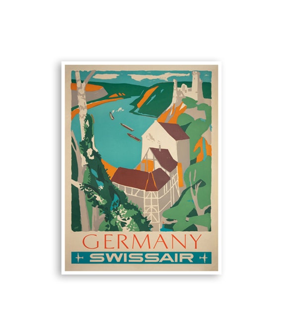 Germany Art Vintage Travel Poster Print German Home Decor | Etsy