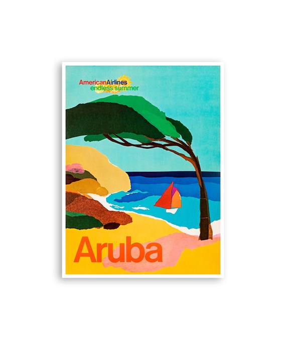 Aruba Travel Art Poster Wall Decor Retro Print XR3361 | Etsy