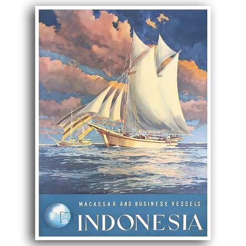 Indonesia Travel Poster Asian Home Decor Retro Wall Art Print - Etsy