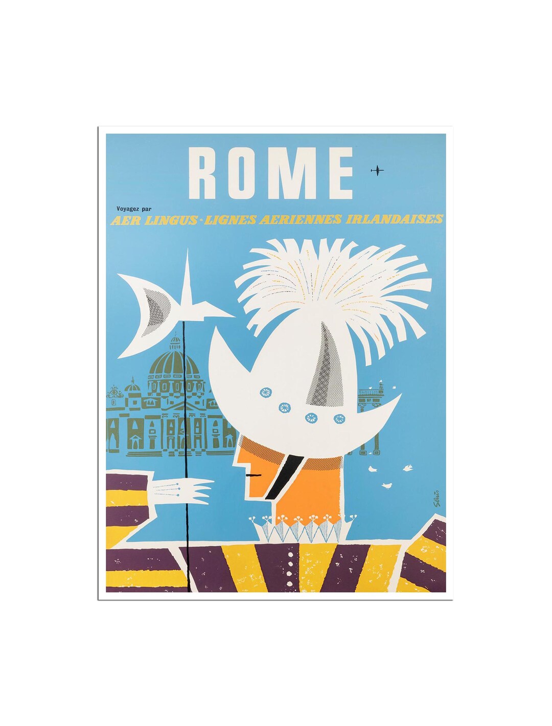 Rome Travel Poster Italy Sign Aer Lingus Print Italian Art (xr291)a - Etsy
