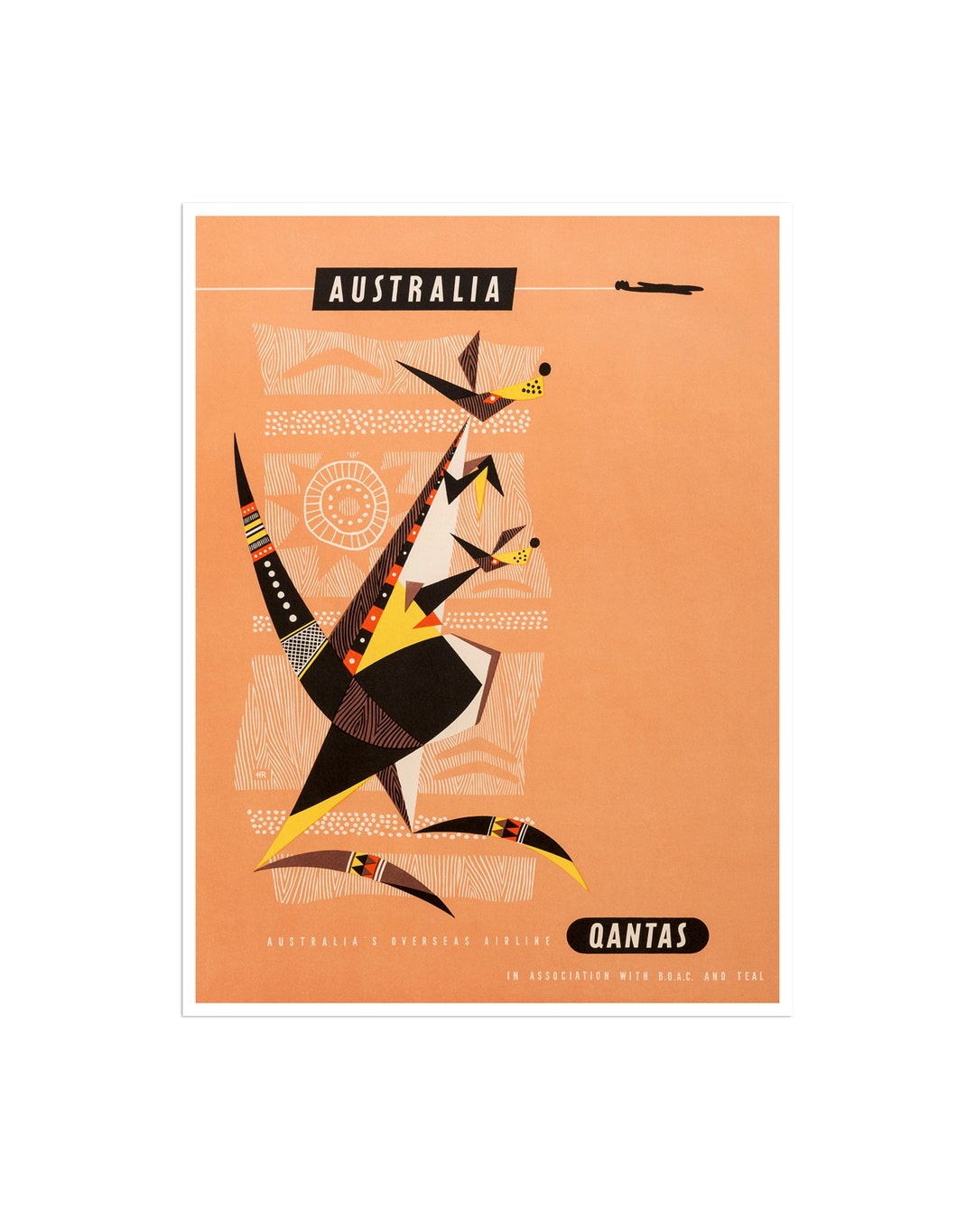 Australia Print Qantas Travel Poster Australian Kangaroo Print (xr2110 ...