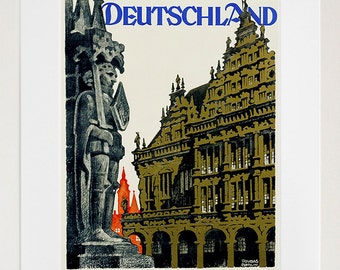 Travel Poster Germany Art Print Vintage German Home Decor | Etsy