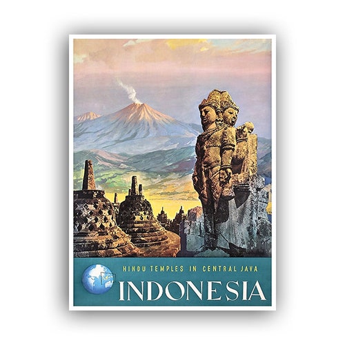 Indonesia Travel Poster Asian Home Decor Retro Wall Art Print - Etsy