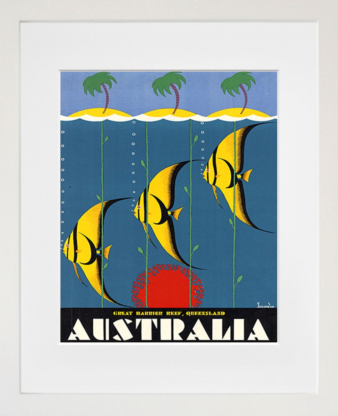 Australia Art Travel Poster Tropical Fish Vintage Sign Retro Print ...