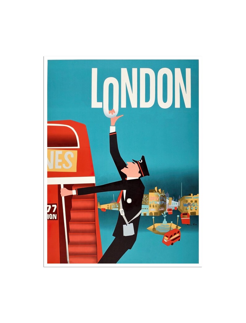 London Travel Poster Vintage Tourism Ad (XR1964) - Etsy